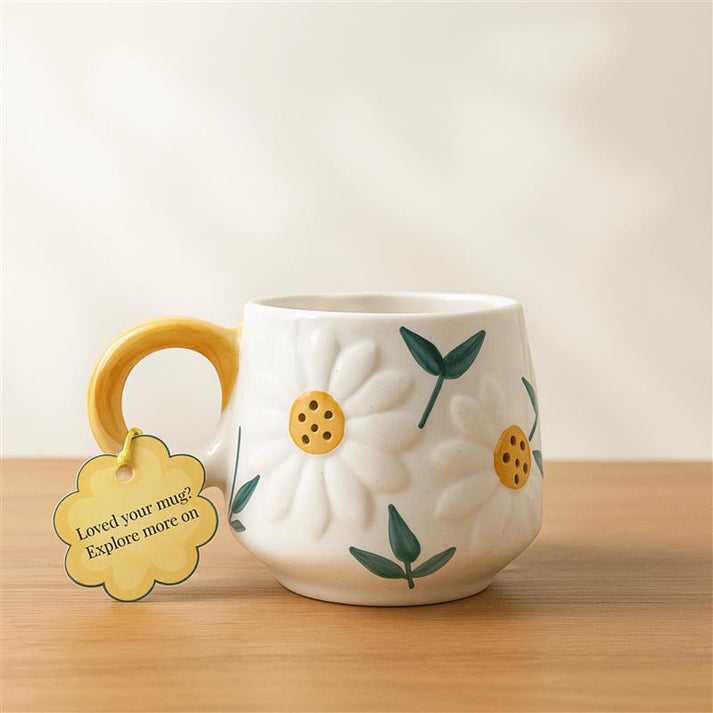 Handcrafted Floral Ceramic Mug – omdhatuayurveda